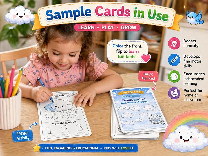 Cloud Flashcards Printable | Weather Fun Facts + Activities | Kids ...