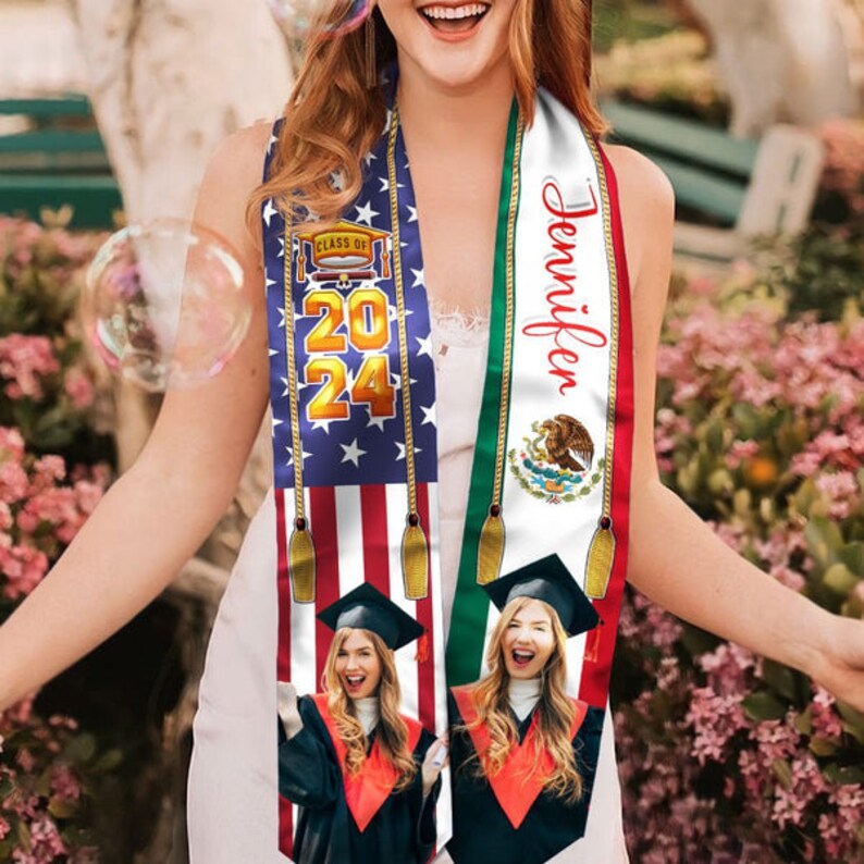 Custom Flag Nations Graduation Stoles Custom Photos for Graduation Day ...
