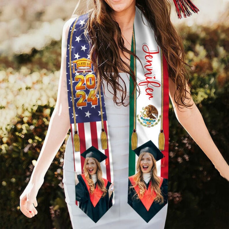 Custom Flag Nations Graduation Stoles Custom Photos for Graduation Day ...