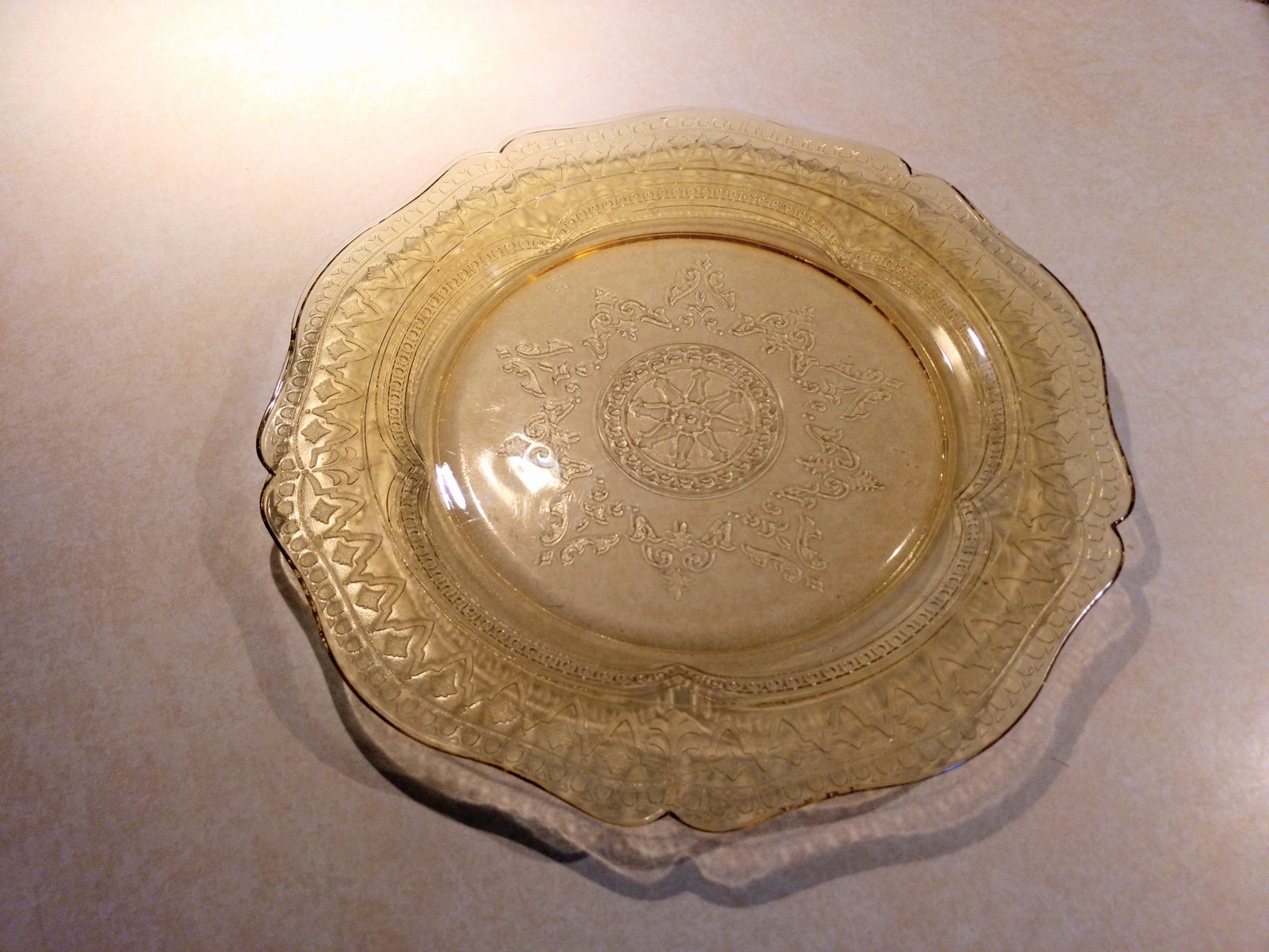 Vintage Yellow Depression Glass Plate, Patrician Spoke Pattern - Etsy