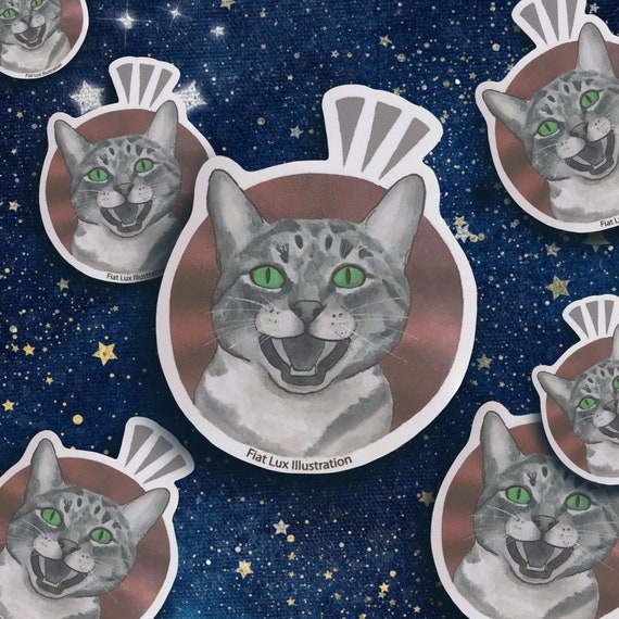 Excited Tabby Cat Bronze Vinyl Sticker Cat Art Cat | Etsy