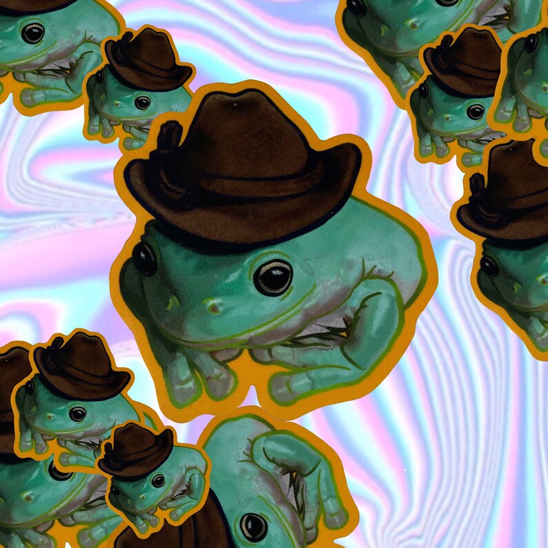 Howdy Howdy Yall Cowboy Hat Frog Mini Vinyl Sticker Water | Etsy