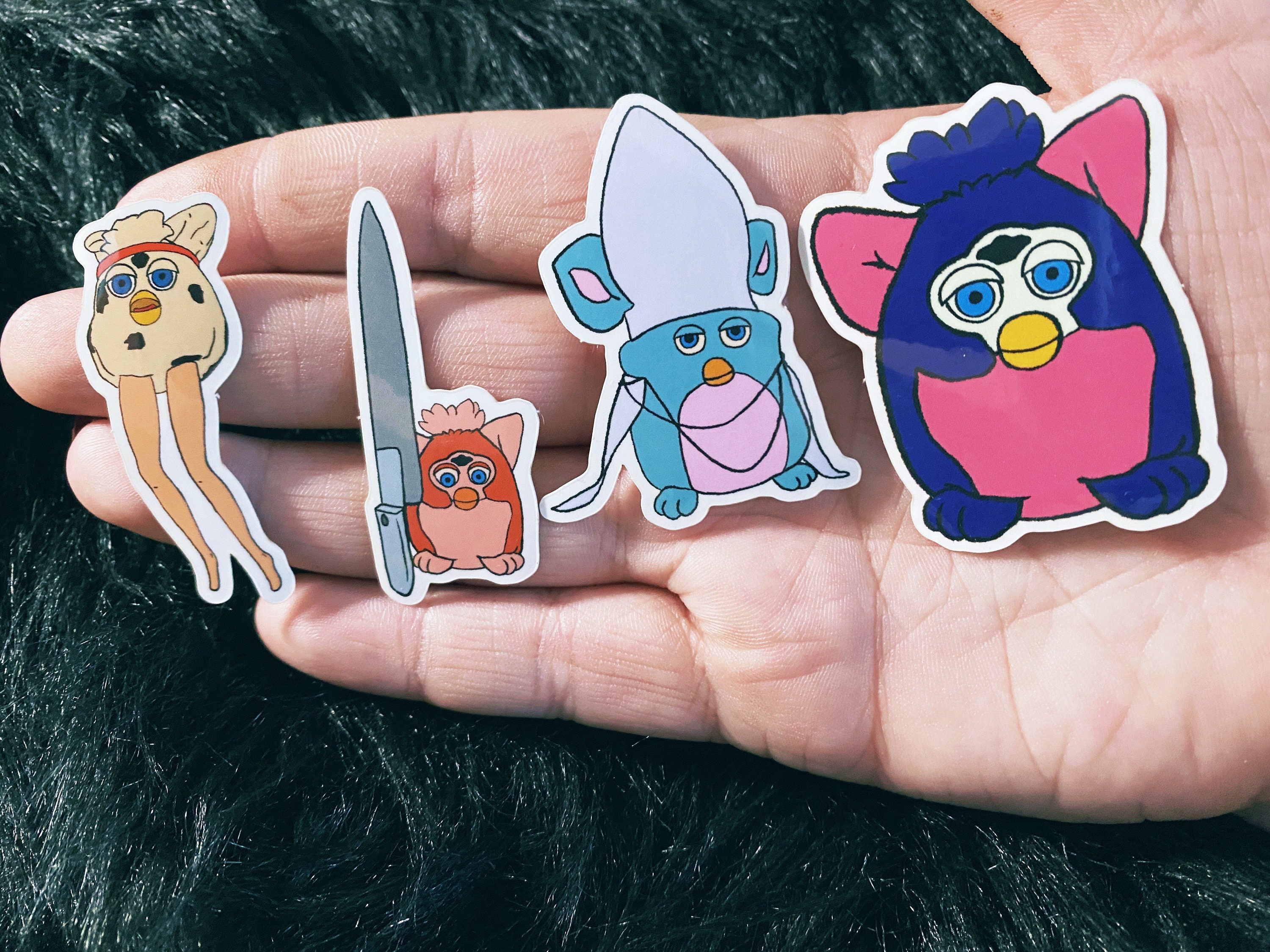 Cursed Furbies Knife Baby Furby Art Mini Sticker | Etsy