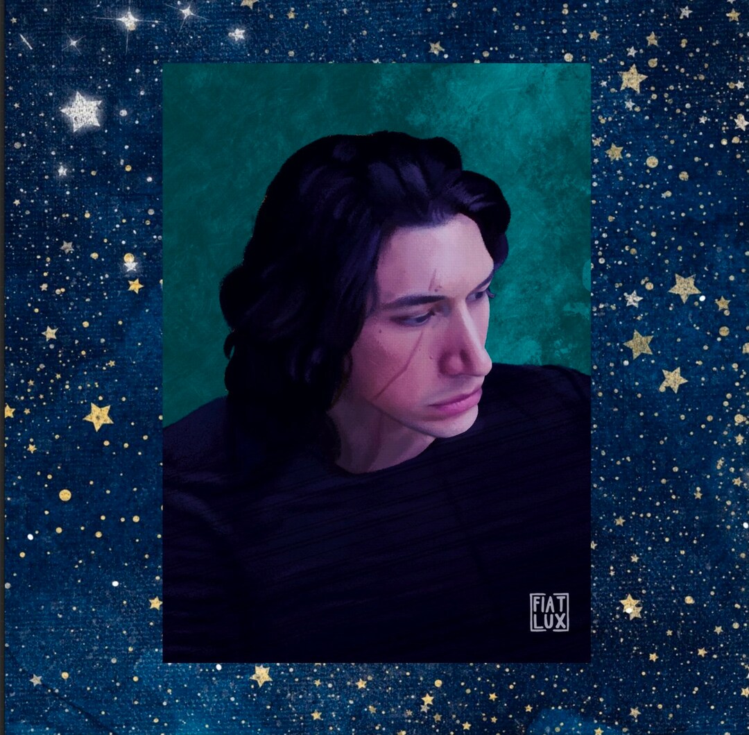 5x7 Full Bleed Print Adam Driver Art Portrait Kylo Ben Star Wars Art ...