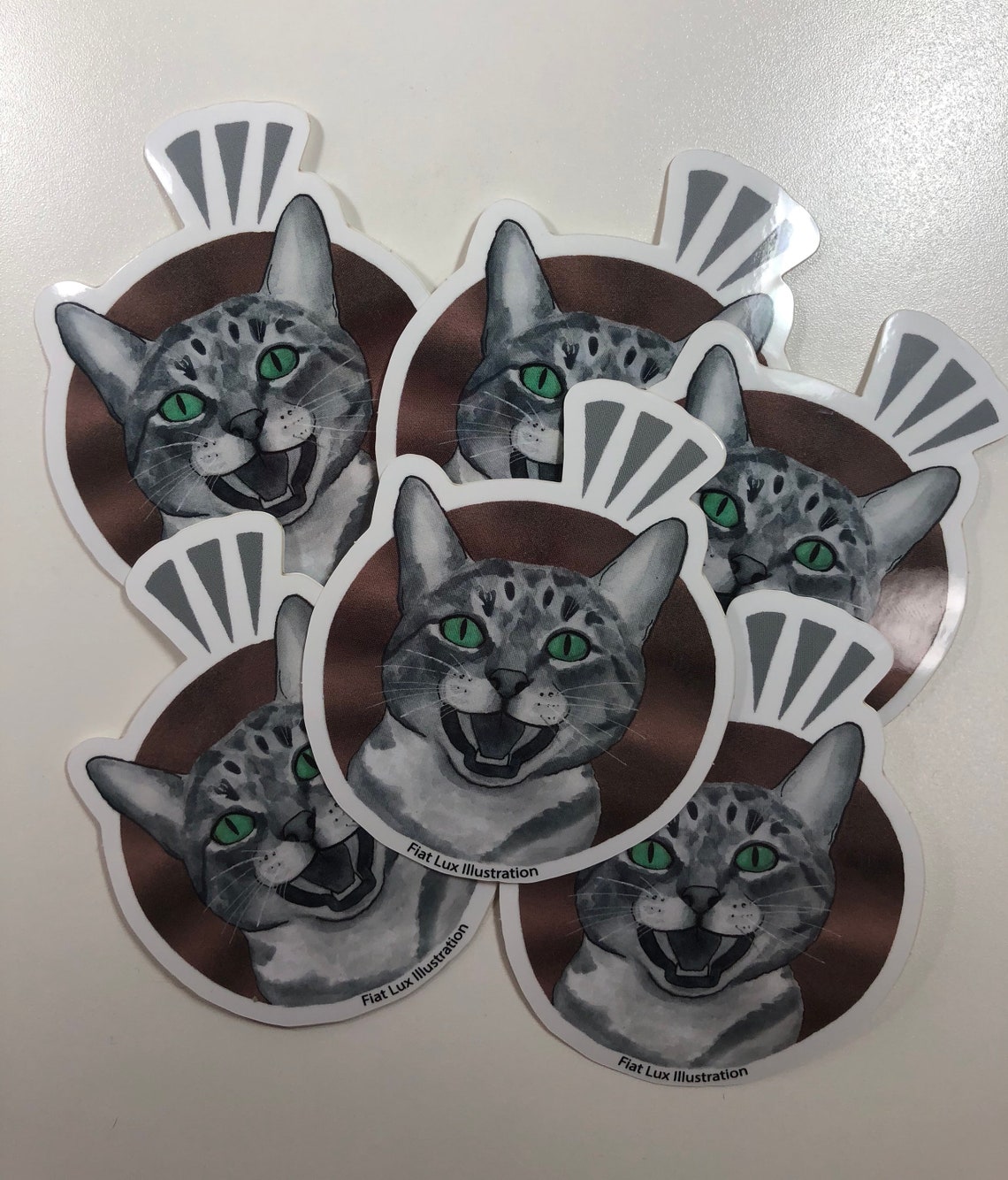 Excited Tabby Cat Bronze Vinyl Sticker Cat Art Cat | Etsy