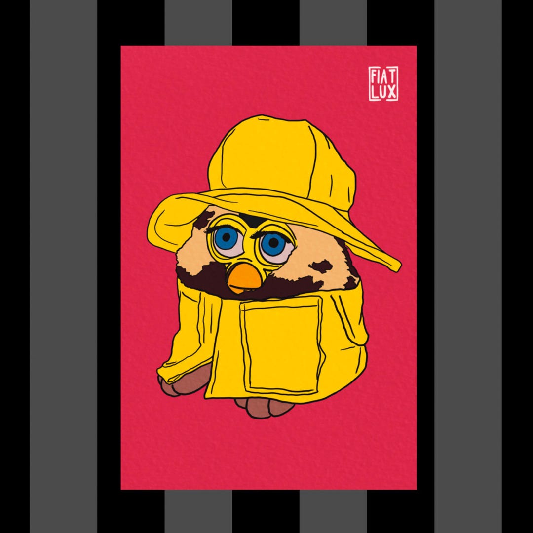 Cursed Furbies Rainy Day Yellow Raincoat Humor 4x6 Art Print 90s Toys ...