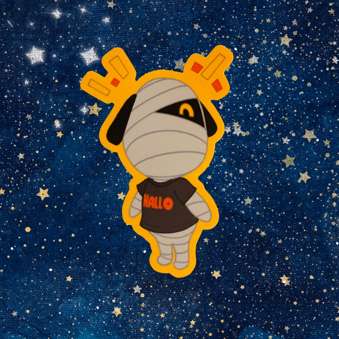 Lucky Dog Mummy Vinyl Sticker ACNH ACNL Halloween Sticker Mummy Sticker ...