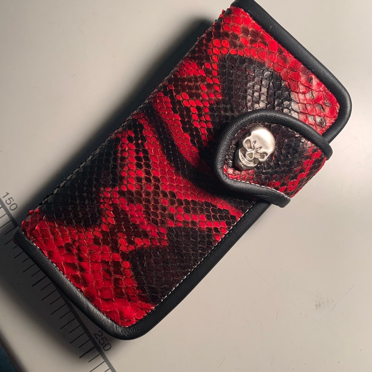 Red and Black Python Genuine Leather Snap WALLET Custom Made | Etsy