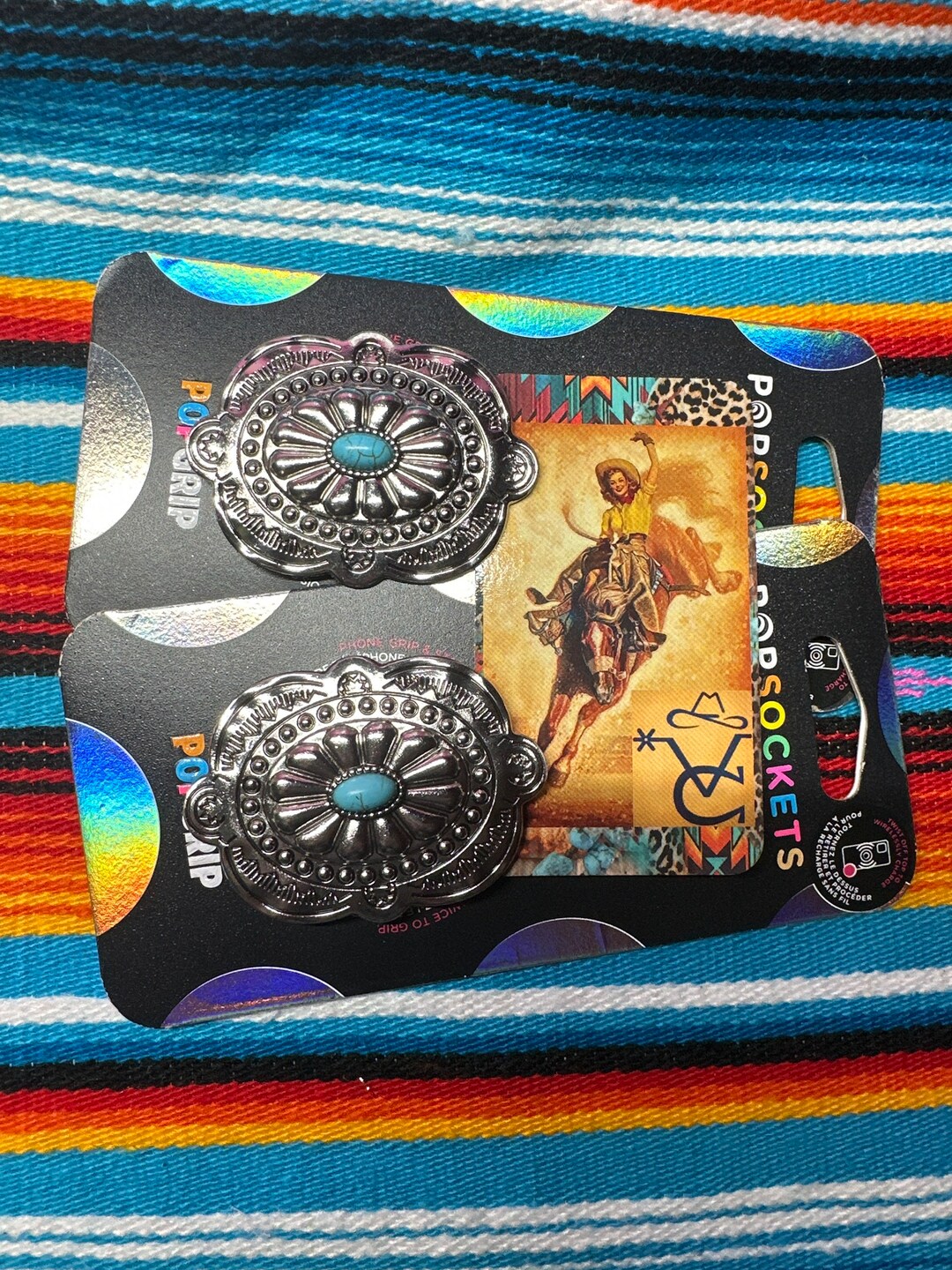 Popsockets Brand Concho Western Turquoise Pop Style Silver Alloy Cell ...