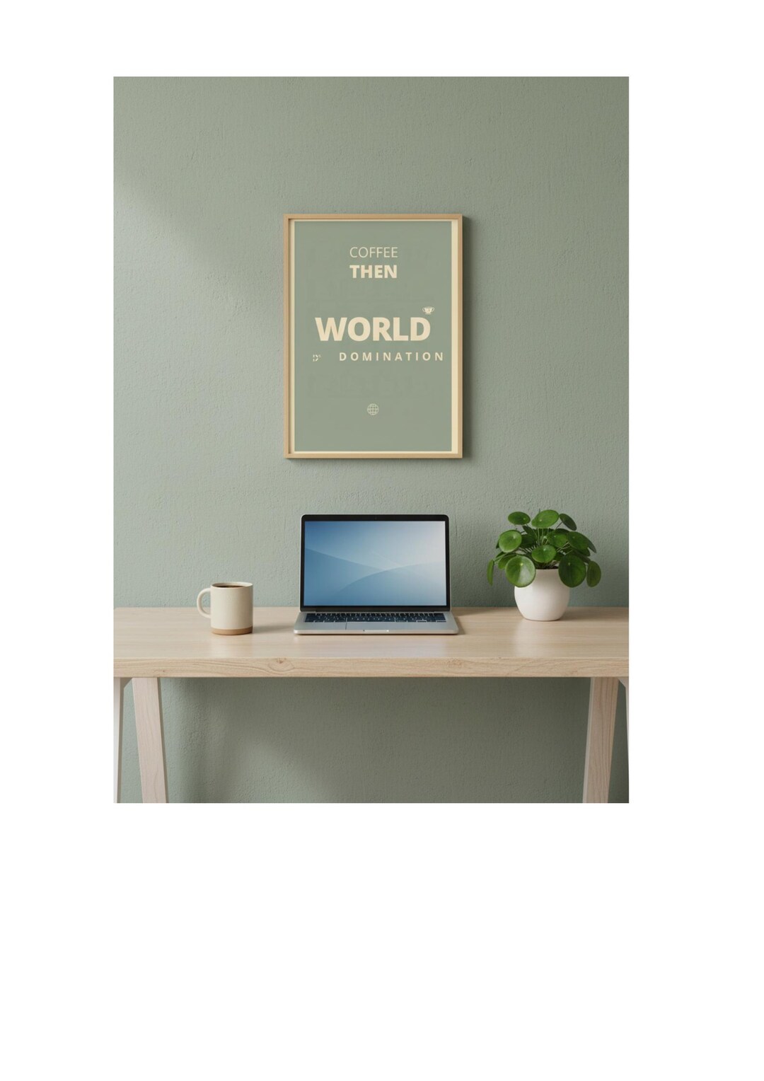Coffee Then World Domination Wall Art, Funny Coffee Quote Printable ...