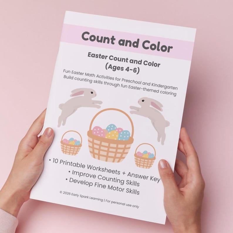 Easter Count and Color Worksheets, Preschool Math Activity (PDF ...