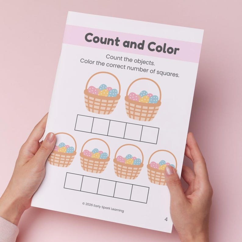 Easter Count and Color Worksheets, Preschool Math Activity (PDF ...