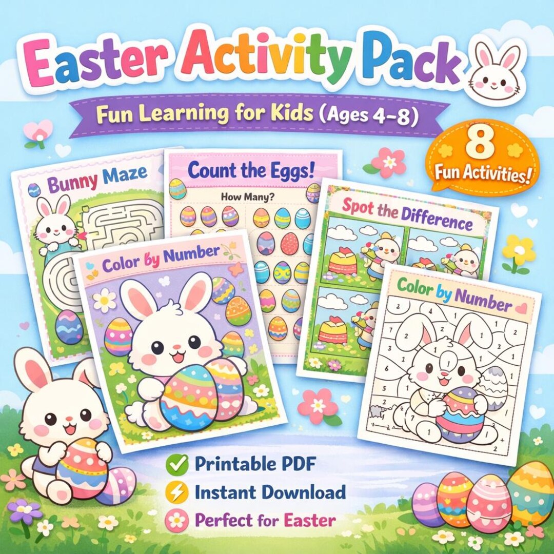 Printable Easter Activity Book for Kids | Easter Games, Maze, Word ...