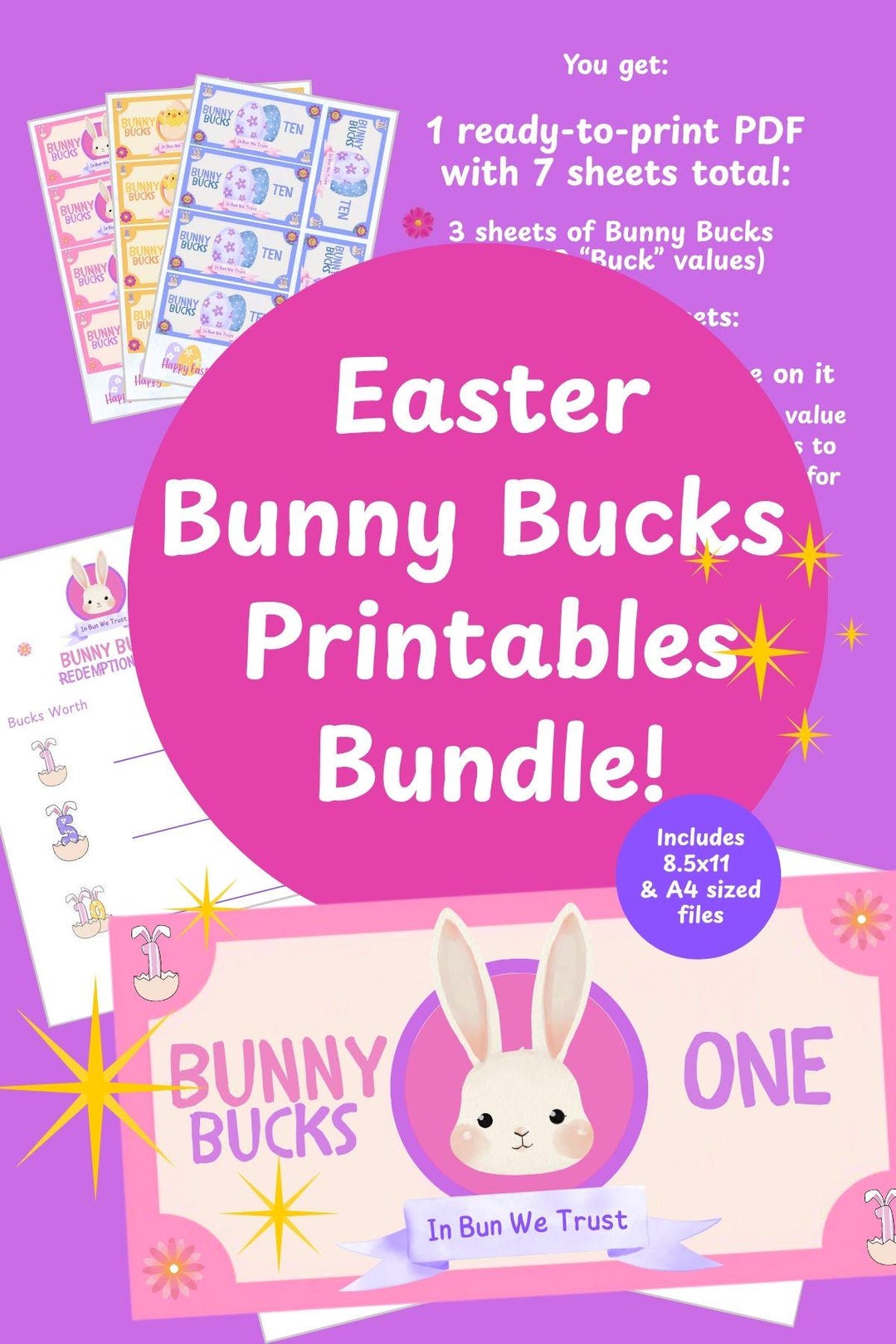 Bunny Bucks Easter Printable Play Money for Kids, Instant Download ...