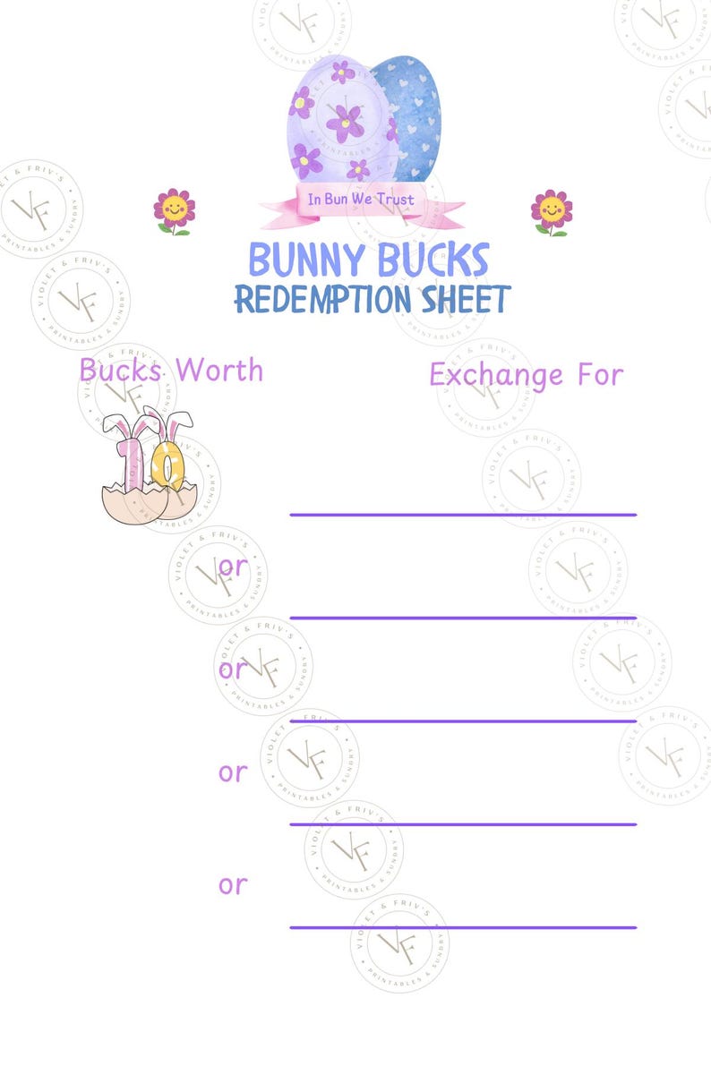 Bunny Bucks Easter Printable Play Money for Kids, Instant Download ...