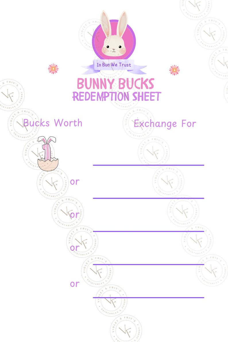 Bunny Bucks Easter Printable Play Money for Kids, Instant Download ...