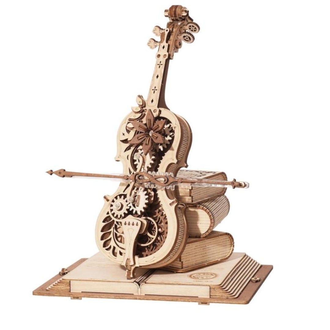 Magic Cello Music Box 3D Wooden Puzzle | Mechanical Wind-up Model ...