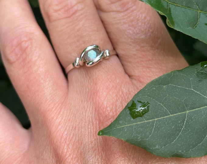 Wire Wrapped Ring - MADE TO ORDER - Labradorite Ring - Sterling Silver ...