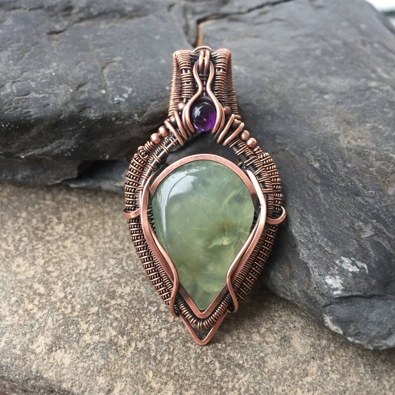 Wire Wrapped Pendant Copper Wire Wrap Prehnite Pendant | Etsy Wire Wrapped Pendant Copper Wire Wrap Prehnite Pendant | Etsy