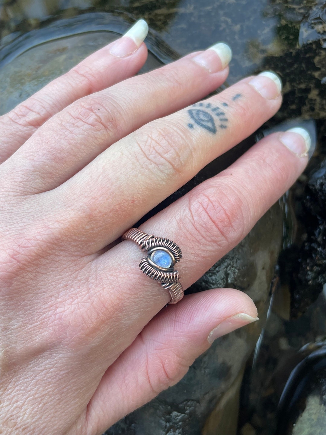 Wire Wrapped Moonstone Ring in Copper - MADE TO ORDER - Choose Your ...