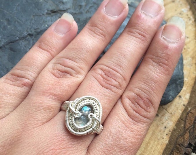 Wire Wrapped Ring Labradorite Ring Size 7 Labradorite Ring - Etsy