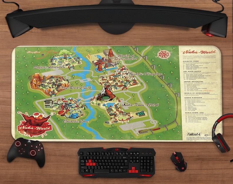 Fallout Map Mouse Pad | Wasteland Map Extended Desk Mat | XXL Gaming ...
