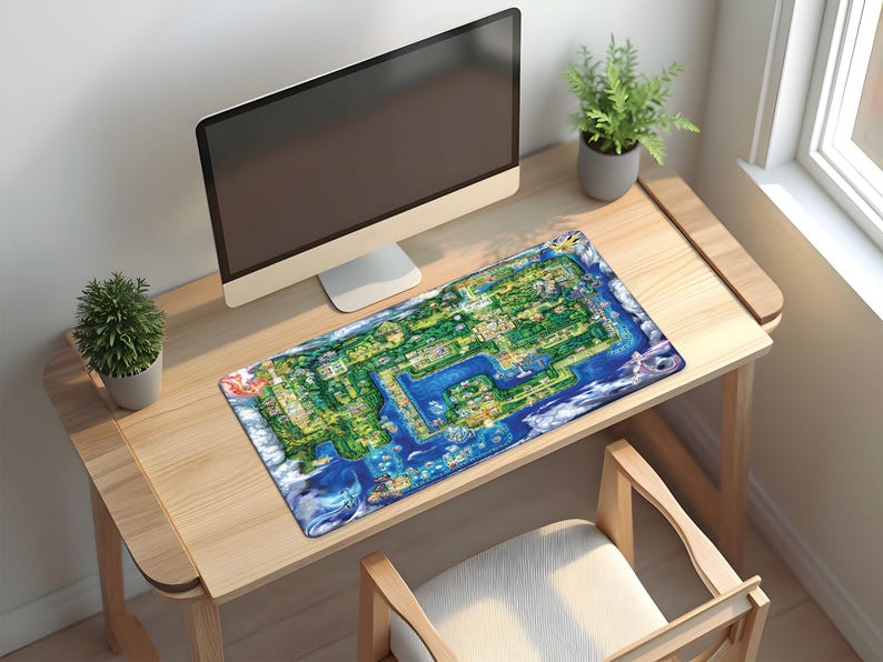 Pokemon Kanto Map Mouse Pad | Retro Map Extended Desk Mat | XXL Gaming ...