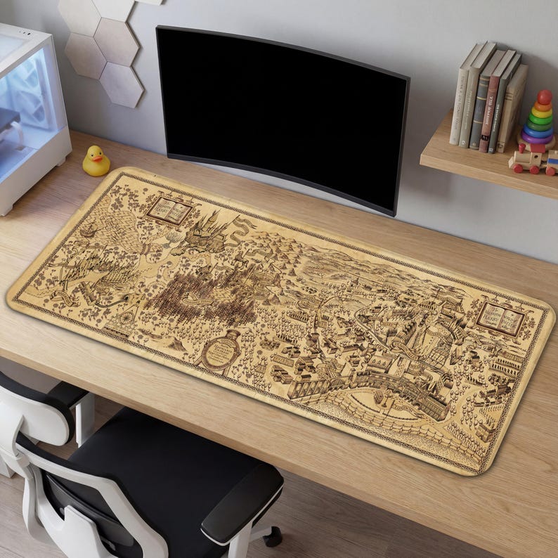 Hogwarts Legacy Map Mouse Pad | Fantasy Map Extended Desk Mat | XXL ...