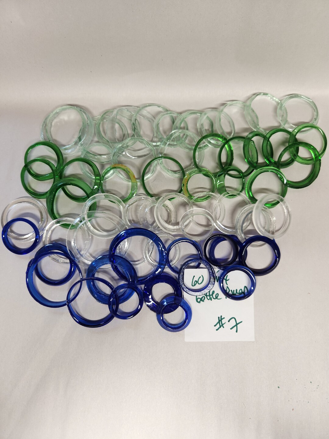 60 Piece ROUND GLASS RINGS 7 Recycled Bottles Yard Art Mosaics ...