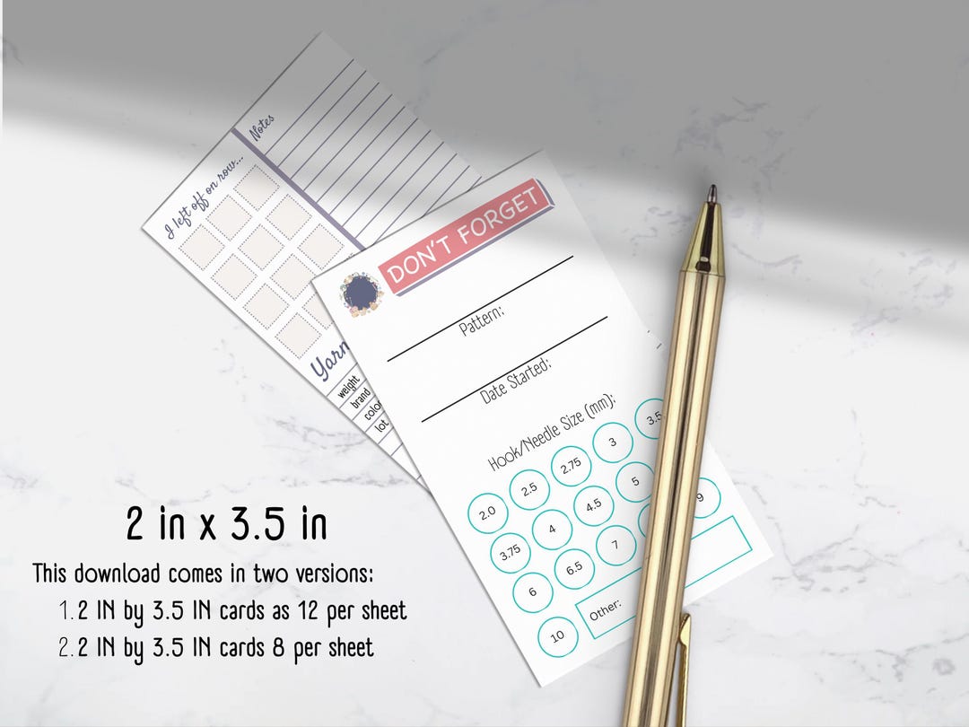 Printable Project Keeper Cards | Crochet | Knitting Project Organizer ...