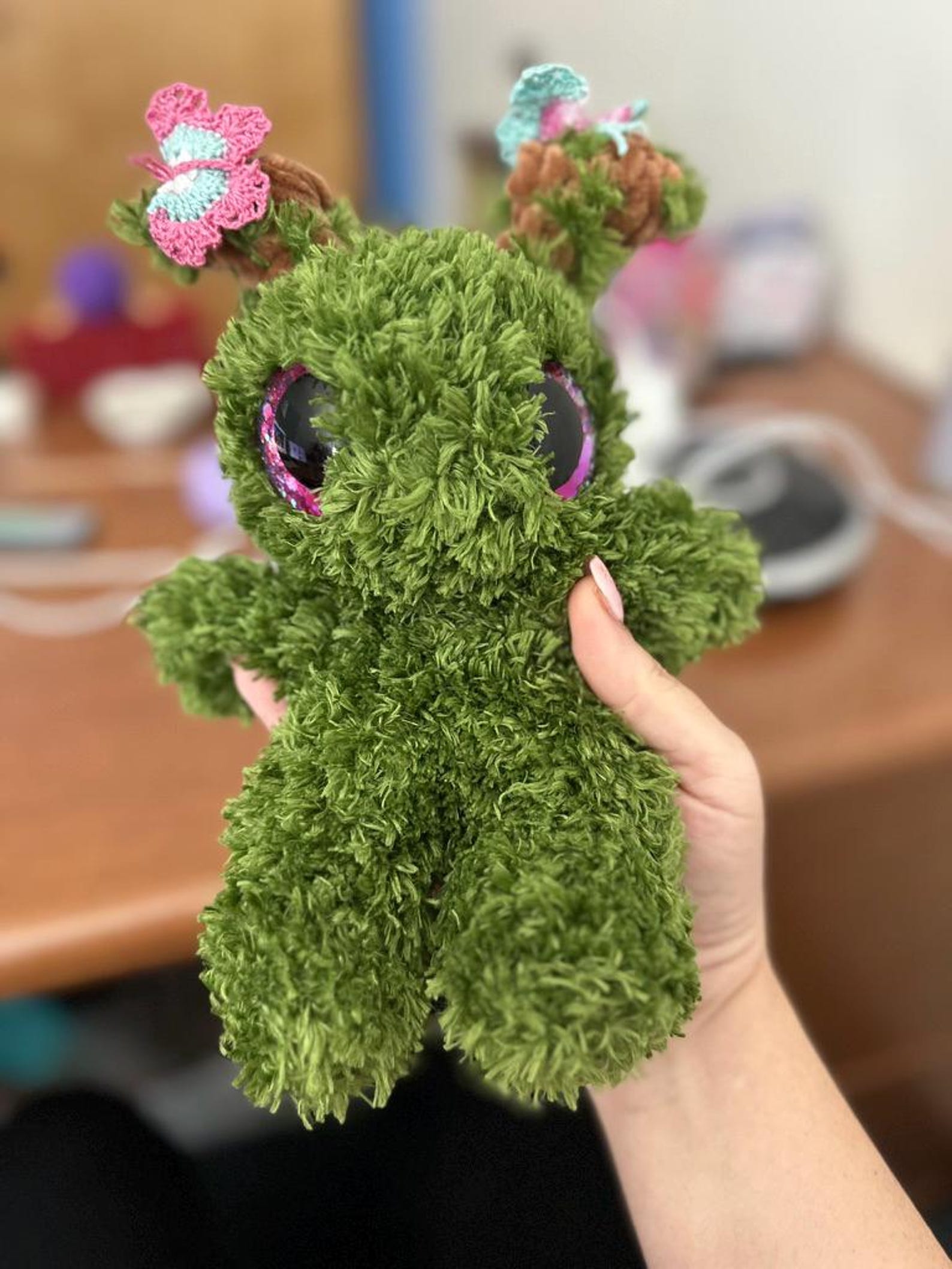 Crochet Moss Sprite Plush: Fuzzy Green Forest Guardian - Etsy