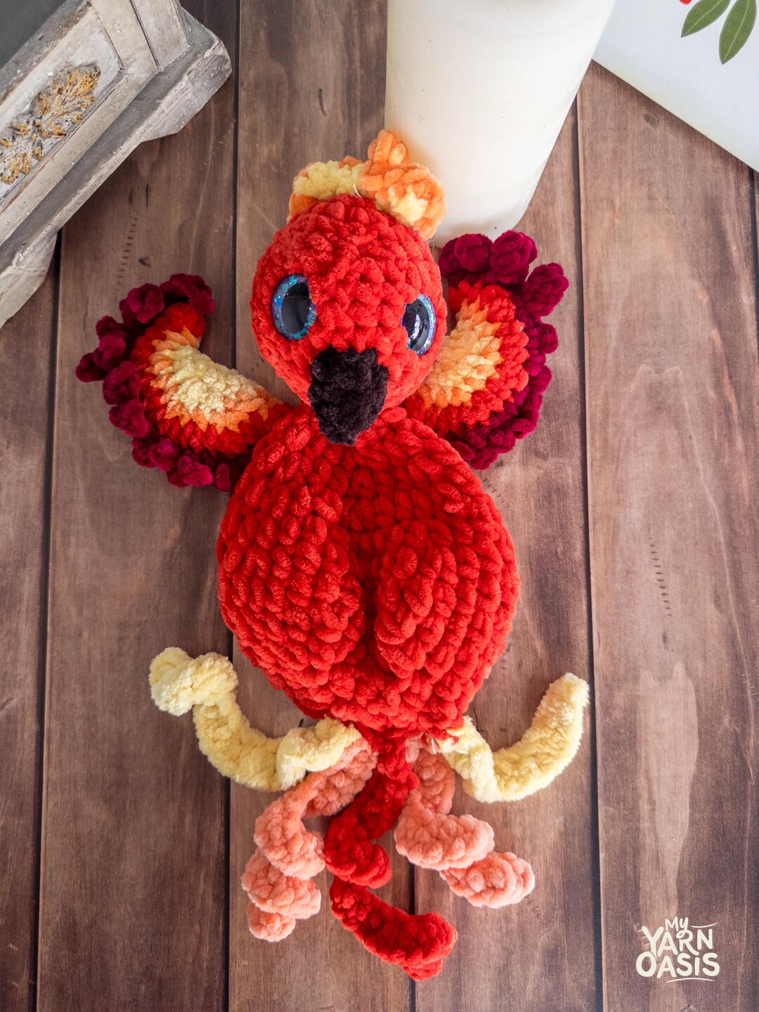 Crochet Phoenix Plushie, Handmade Chenille Yarn Stuffed Animal - Etsy