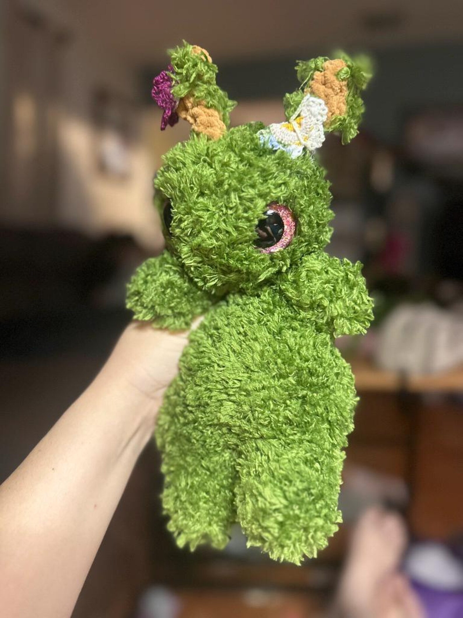 Crochet Moss Sprite Plush: Fuzzy Green Forest Guardian - Etsy