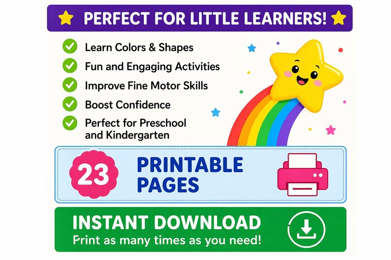 Colors and Shapes Workbook for Kids Ages 3-5, Preschool Printable ...