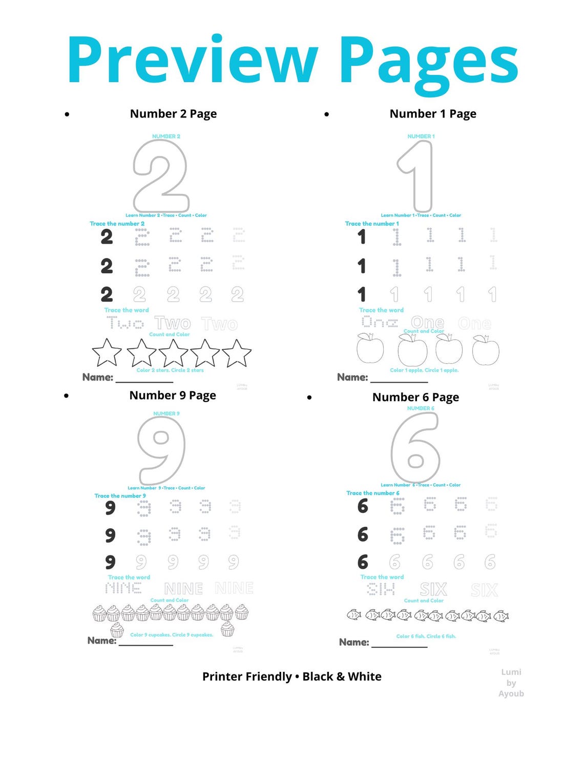 Numbers 1-10 Workbook | Trace, Count, Color Math Activity (PDF Download ...