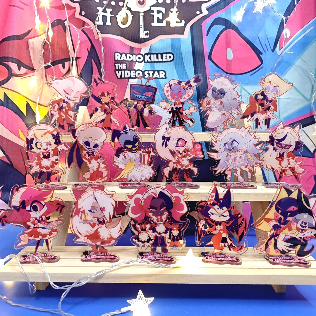 Hazbin Hotel Chibi Alastor, Vox, Lucifer Acrylic Standee Set (fan-made ...