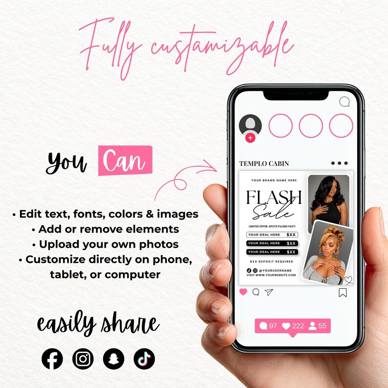 Flash Sale Luxury Flyer, Special Deal Flyer, Lash Tech, Nail Tech, Hair ...