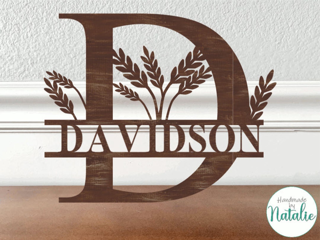 Wheat Split Monogram Letter D SVG PDF DXF - Digital File - Laser Cut ...