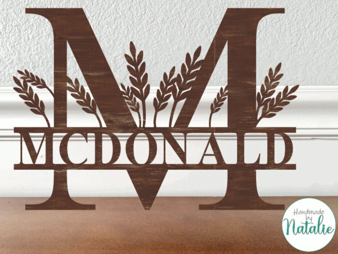 Wheat Split Monogram Letter M SVG PDF DXF - Digital File - Laser Cut ...
