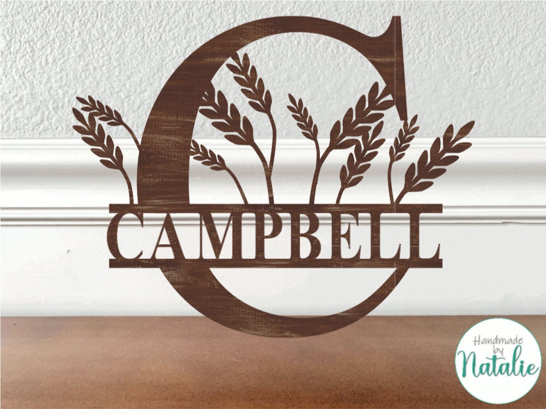 Wheat Split Monogram Letter C SVG PDF DXF - Digital File - Laser Cut ...