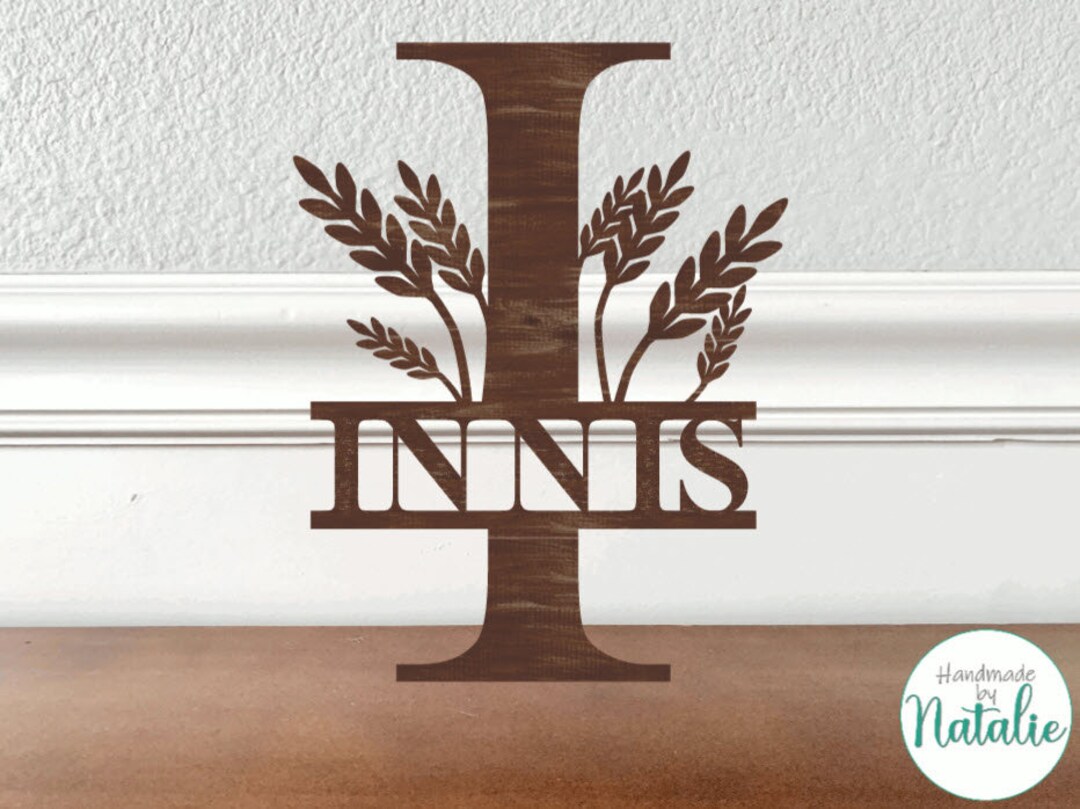Wheat Split Monogram Letter I SVG PDF DXF File digitale Taglio laser ...