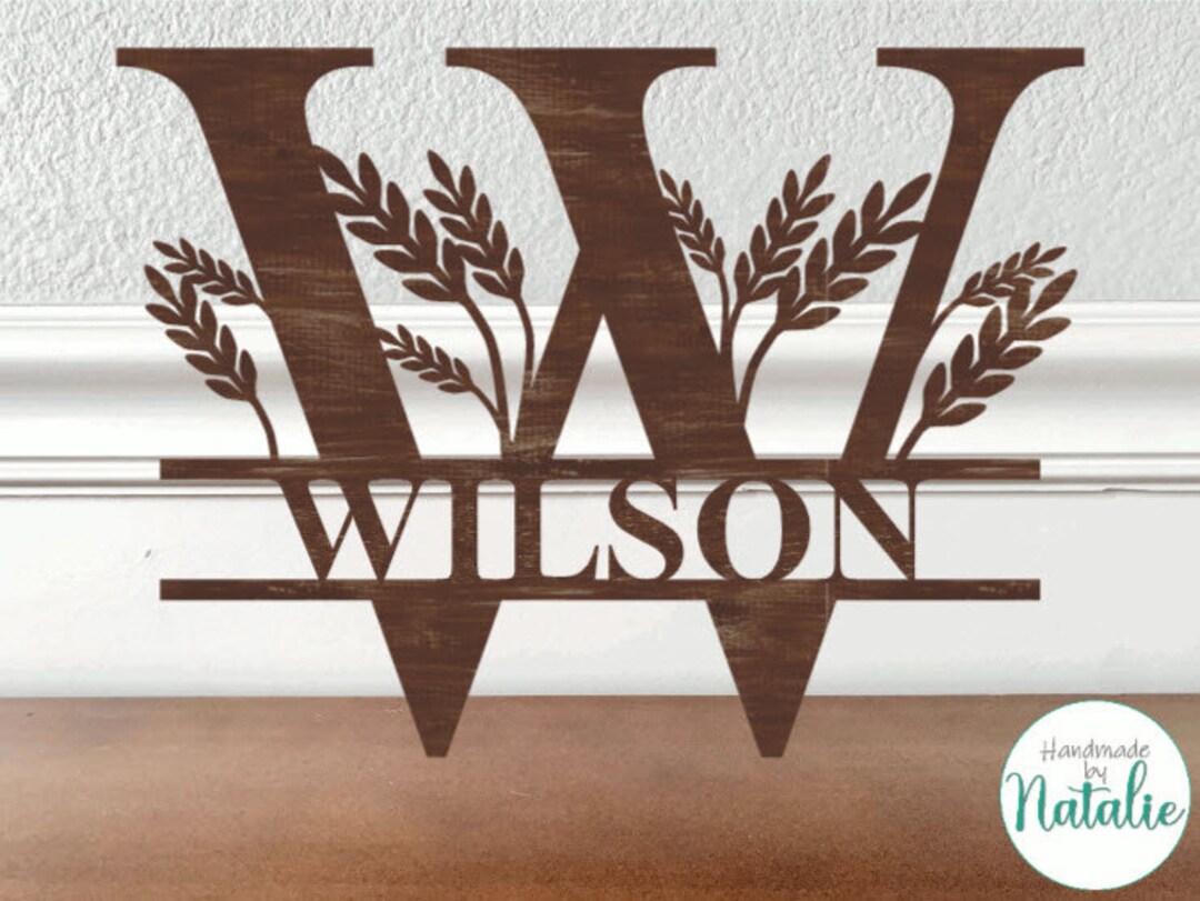 Wheat Split Monogram Letter W SVG PDF DXF - Digital File - Laser Cut ...