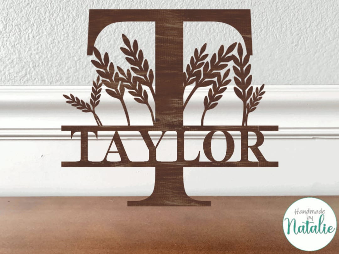Wheat Split Monogram Letter T SVG PDF DXF - Digital File - Laser Cut ...