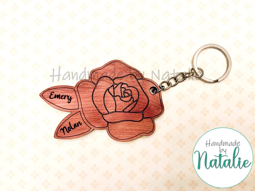 Rose Keychain SVG File - up to 11 Rose Leaves - Mother's Day - Mom ...