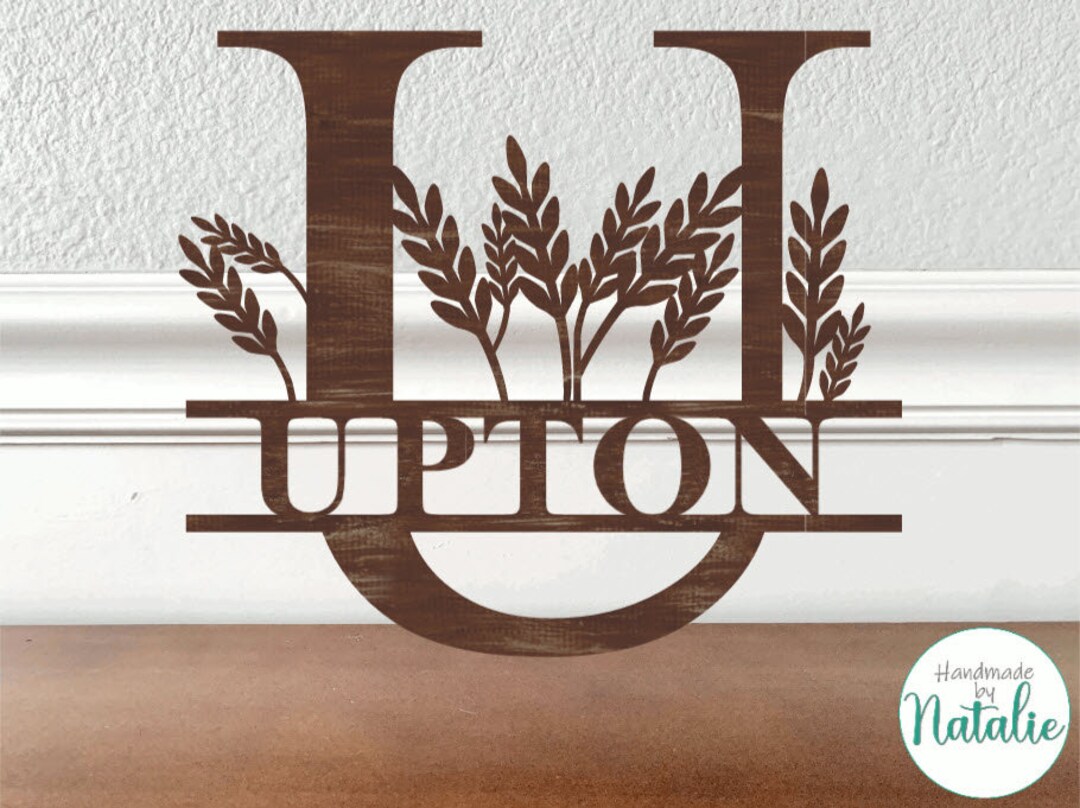 Wheat Split Monogram Letter U SVG PDF DXF - Digital File - Laser Cut ...