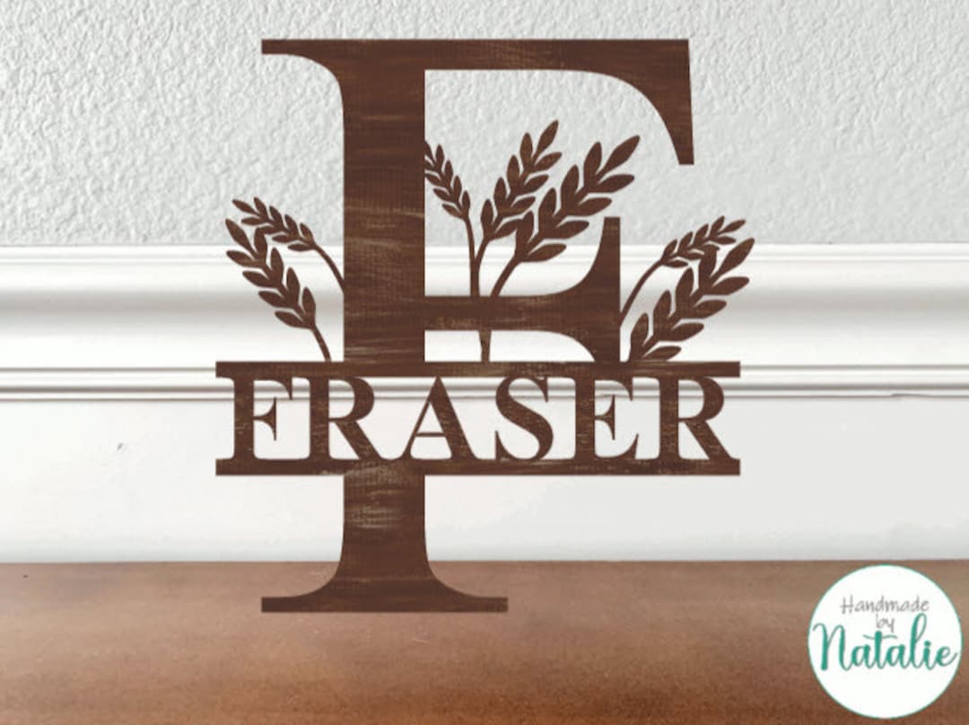 Wheat Split Monogram Letter F SVG PDF DXF - Digital File - Laser Cut ...