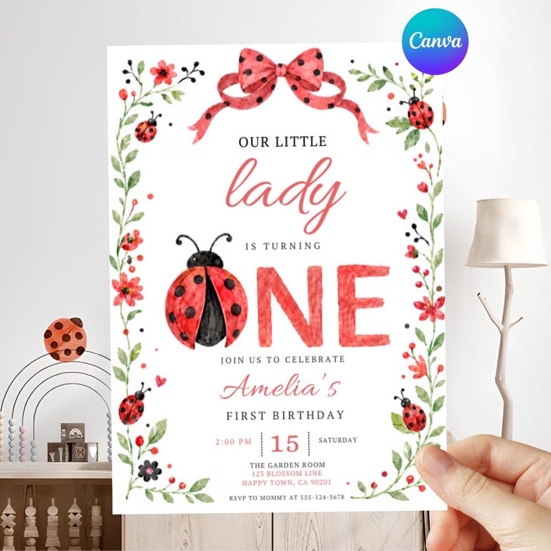 Ladybug 1st Birthday Card - Etsy