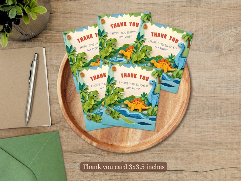 Dinosaur Birthday Invitation | Cute Dino Kids Party Invite | 3D Paper ...