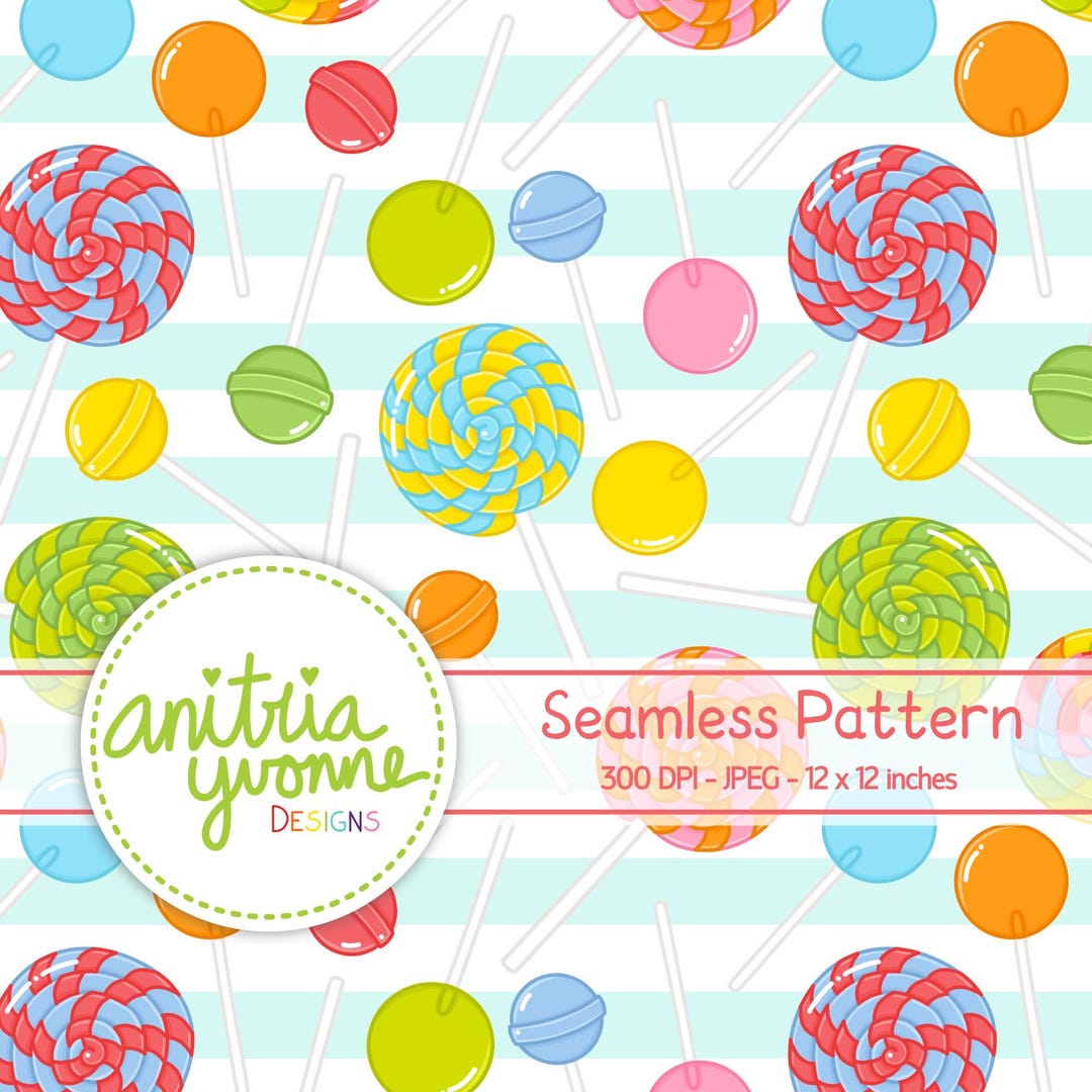 Lollipop Seamless Pattern, Candy Seamless Pattern, Lollipop Repeat ...