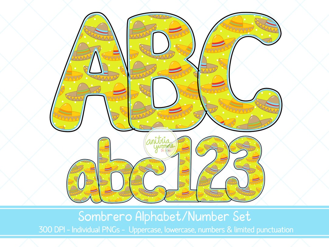Sombrero Alphabet, Sombrero Sublimation Letters, Full Printable ...